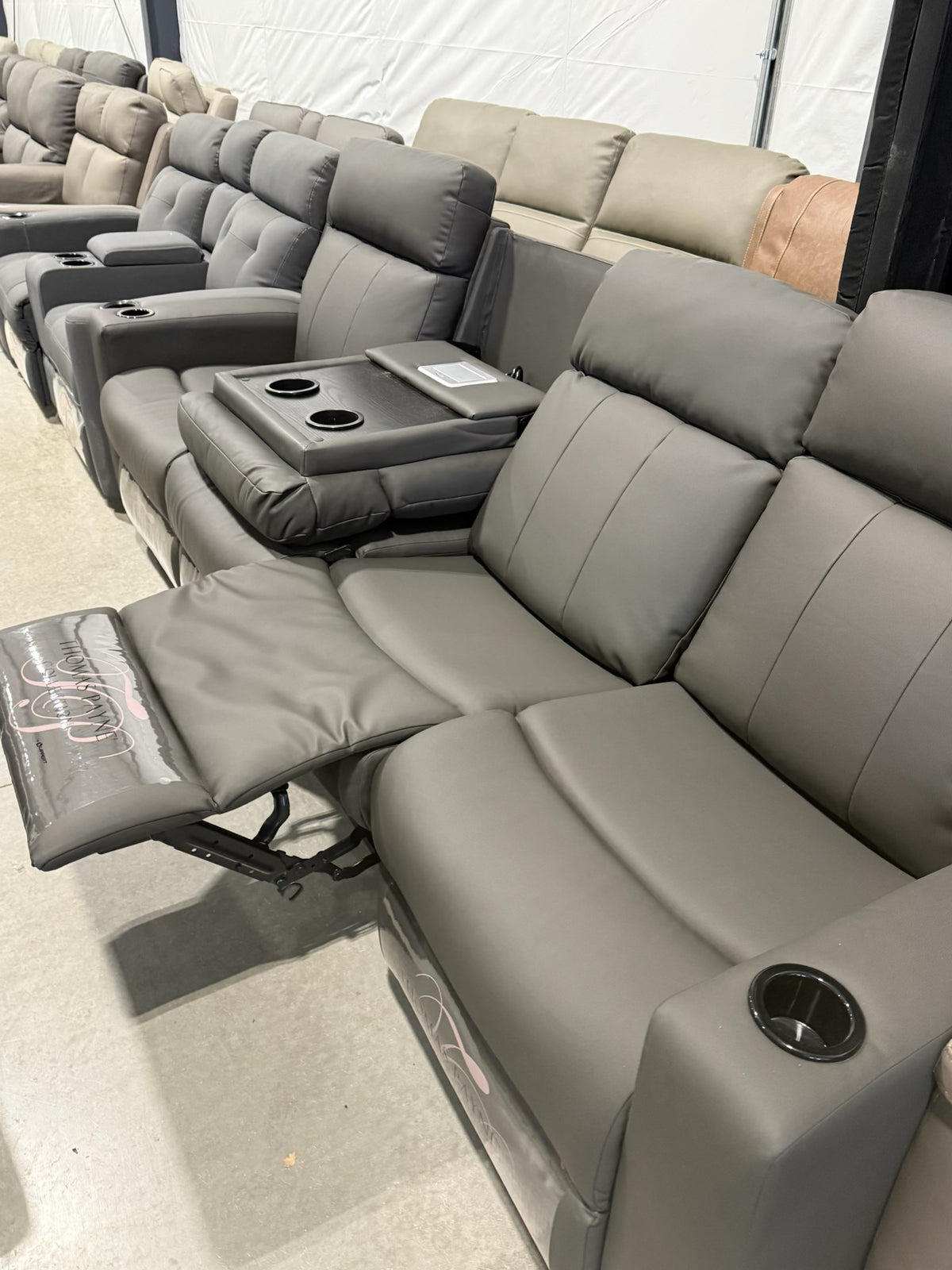 104” Manual Quadruple Recliner with Fold Down Center Console with Powe ...